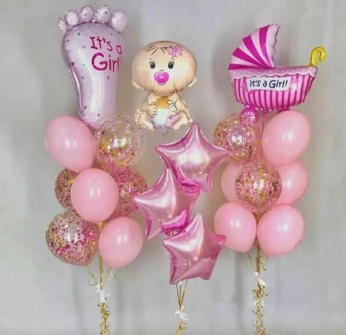 Шарики гелиевые на выписку девочки из роддома