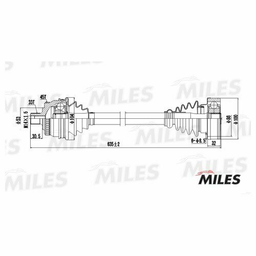 Вал приводной MILES GC02009 для Audi A4; VW Passat