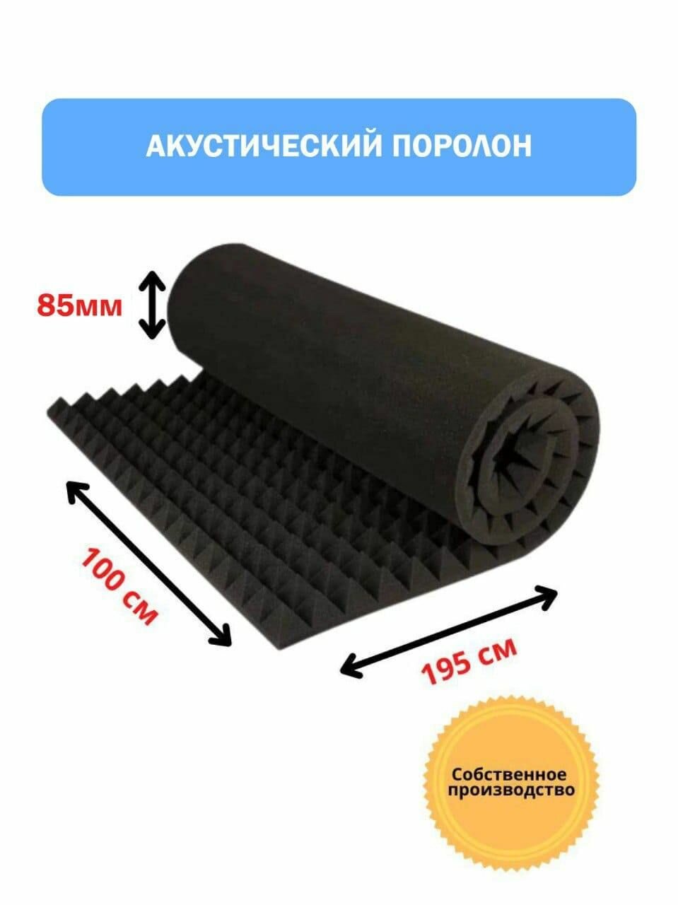 Акустический поролон Пирамида 85мм лист 2 метра на 1 метр