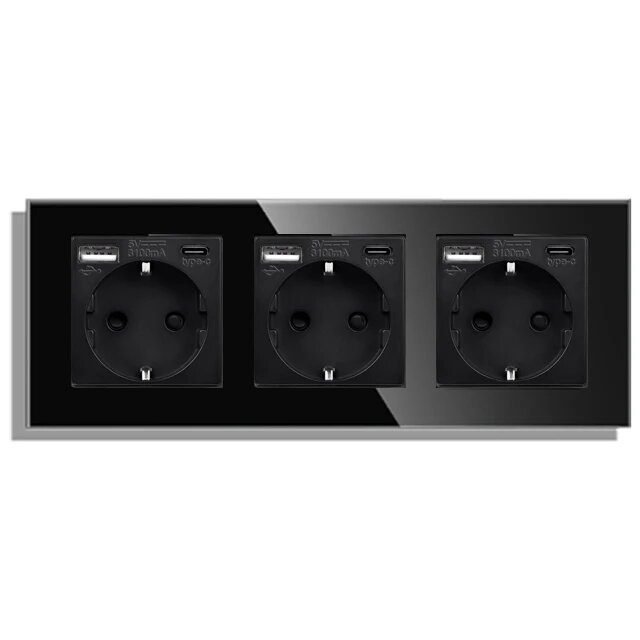 Bingoelec Tuya Smart Touch Switches Plus EU USB-розетка Type-c 2-полосный лестничный переключатель 3 type-c