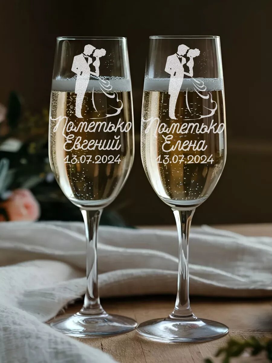 Свадебные бокалы с инициалами М&Е