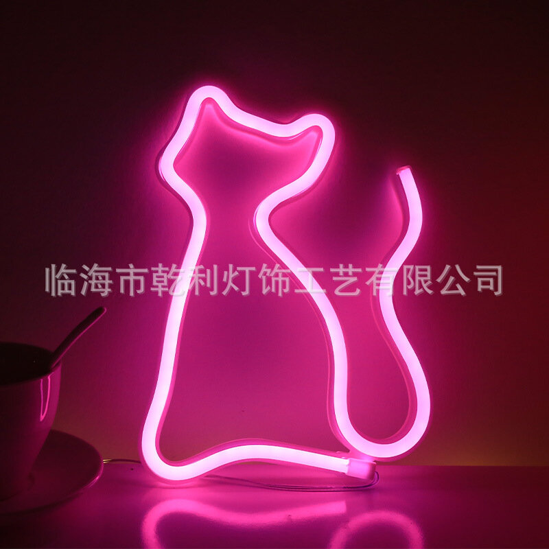 Неоновый светильник Dry Profit "Pink-Cat", LED, розовый, пластик, 0,06 Вт