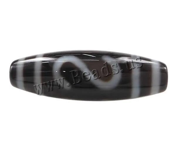 Натуральные тибетские бусины Дзи YYW, двухцветные, овальные, 13x38 мм Черный, S hook