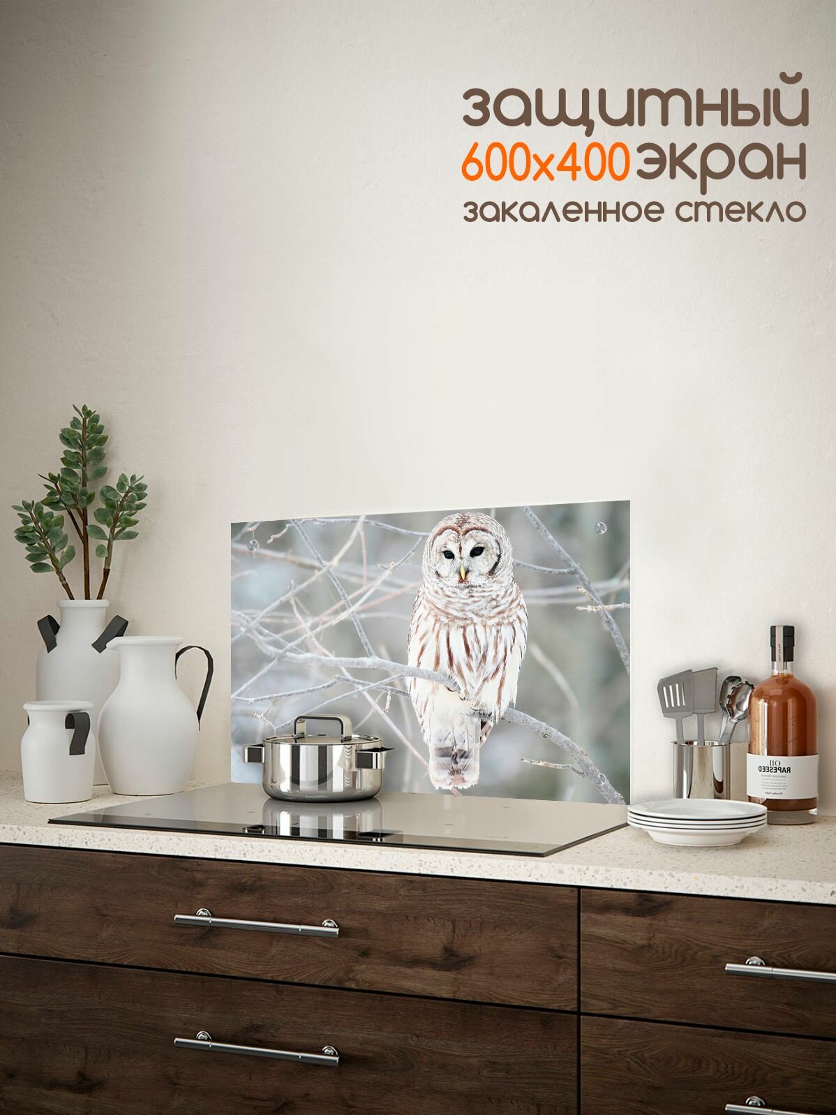 Защитный экран от брызг на плиту 400х600х4мм. Стеновая панель для кухни из закаленного стекла. Фартук для кухни на стену