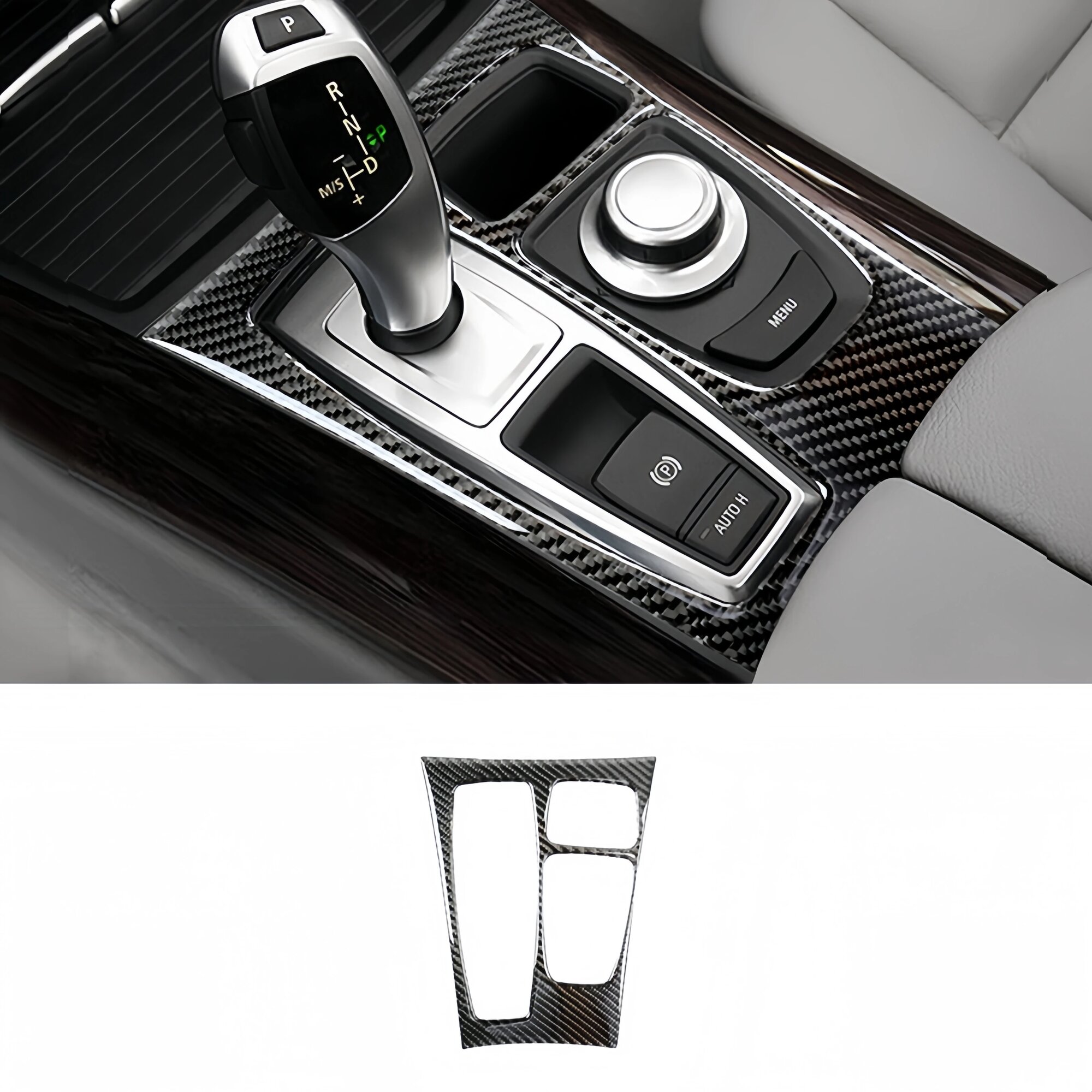 Накладка на коробку передач BMW X5 E70/X6 E71, карбон, Type A Black LHD