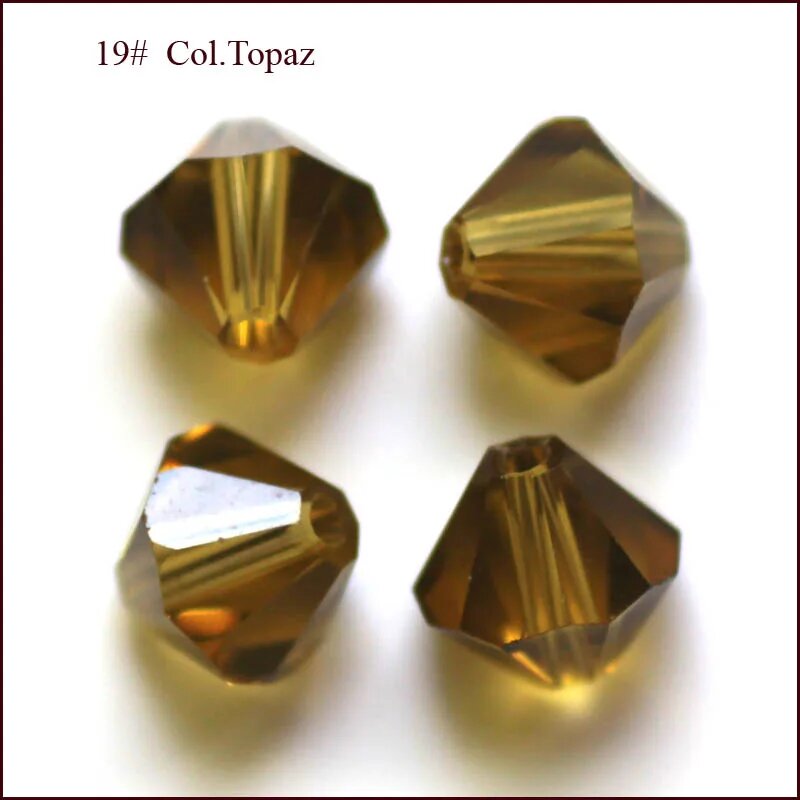 Хрустальные бусины биконус 3 мм, Col.Topaz, 200 шт.