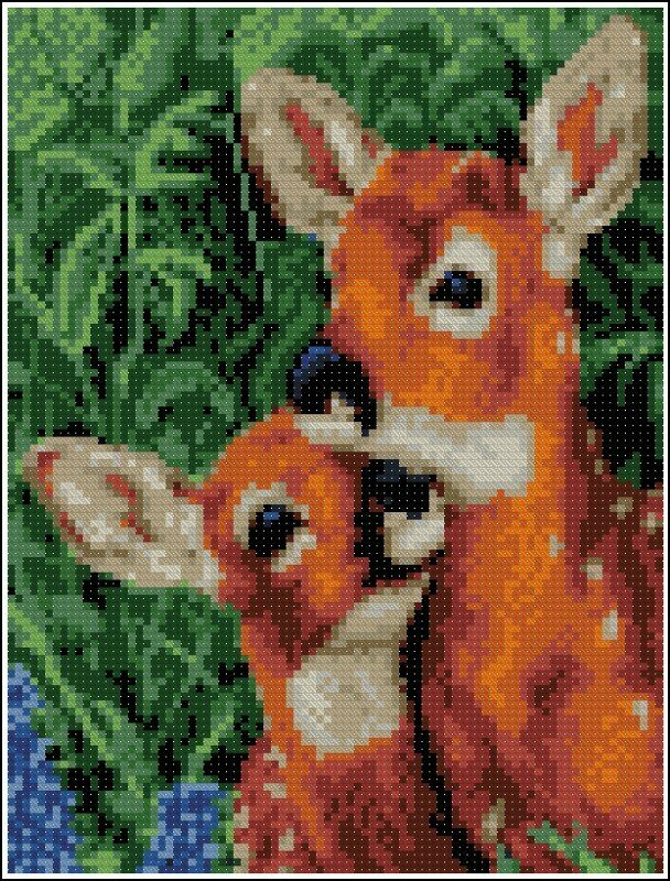 Канва с рисунком Каролинка КК 00011 Пятнистые олени, 16 х 21 см (Нитки в в комплект не входят.)