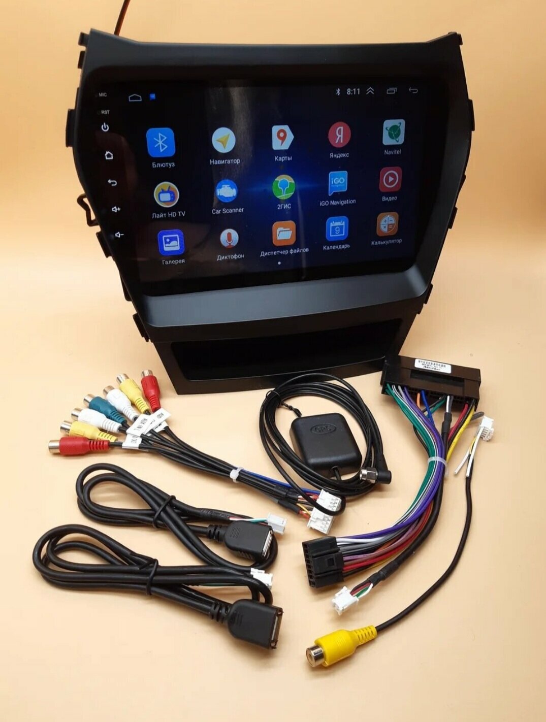 Магнитола андроид для Hyundai Santa Fe iX-45 2012-19г/ 6+128гб/CarPlay/Android-Auto/Wi-Fi/GPS/USB/Блютус