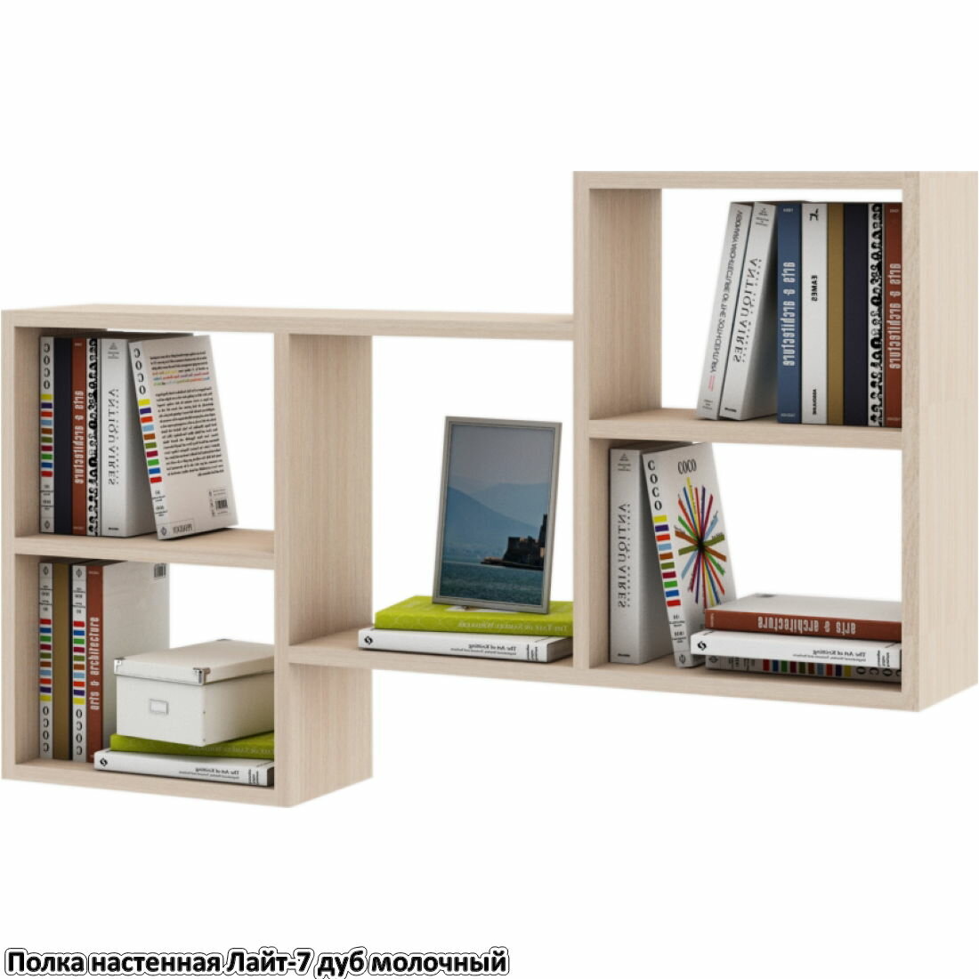 Полка Лайт-7 Дуб-молочный, ЛДСП, МФ Владимир VMF, 96,4х61,2х17 см.