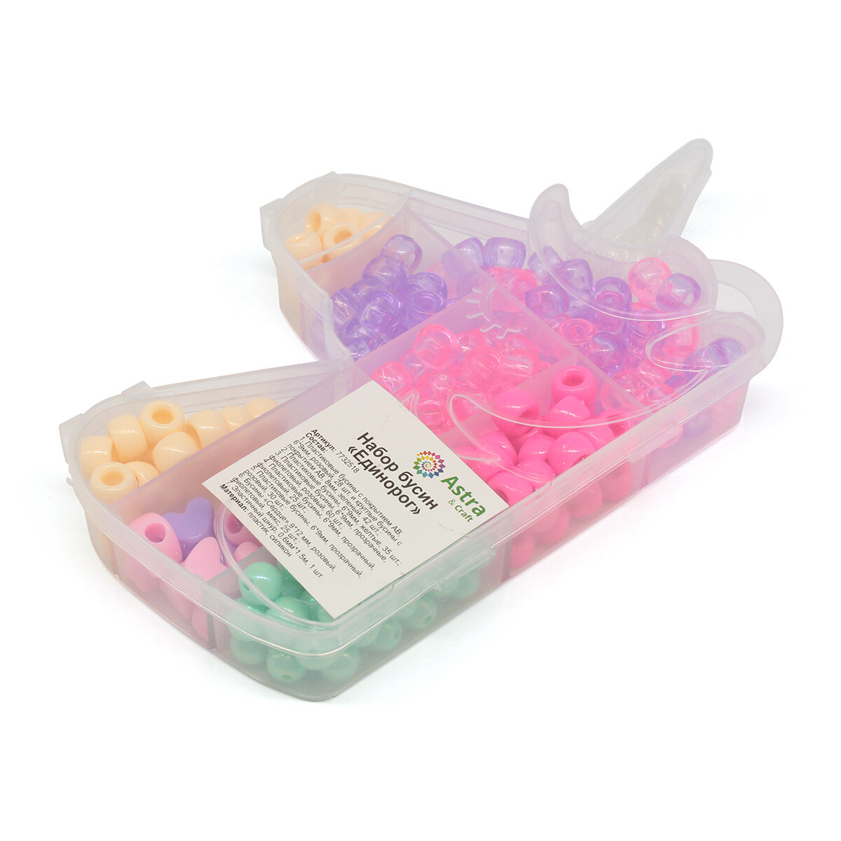 Бусины для рукоделия с эластичным шнуром набор 'Единорог', Astra&Craft (5018476)