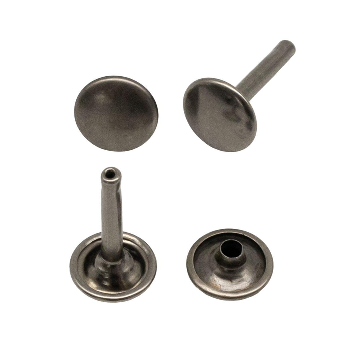 Хольнитены двухсторонние (заклепки для сумок) 12 мм, BIG, 69592, высота 20 мм, металл (темное серебро), 100 шт