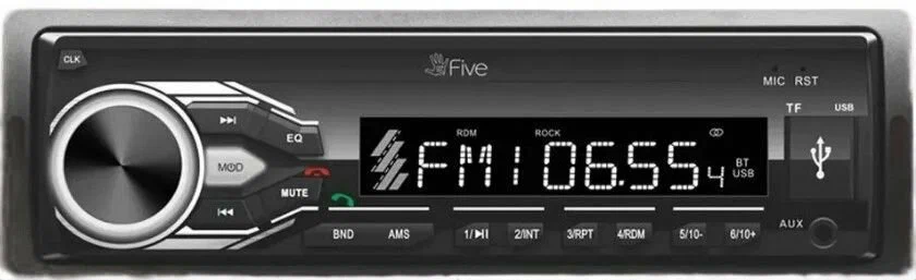 Магнитола автомобильная FIVE F22 W 1din, белая, 4*50, Bluetooth, USB, FLAC, MP3, WAV