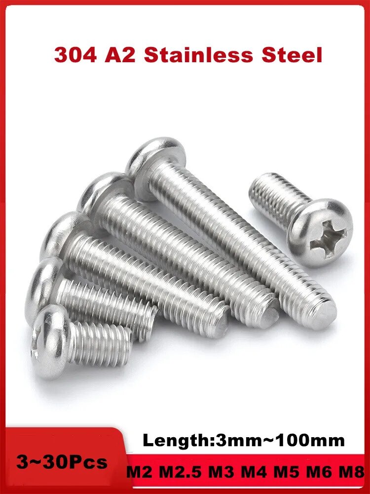 Винты из нержавеющей стали M2-M8 длиной 3-100 мм M3-20Pcs, 8mm