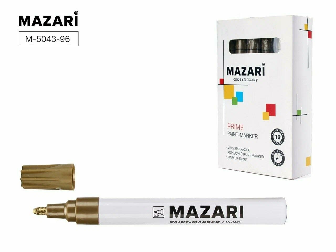 Маркер-краска Mazari "Prime", 2 мм, золотистый (M-5043-96)