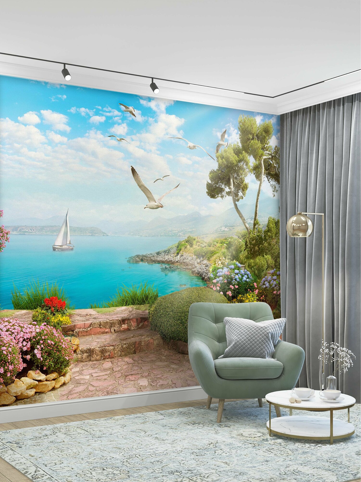 Фотообои, обои Фрески море, на стену, в зал, гостиную, спальню, на кухню, 300 см x 270 см