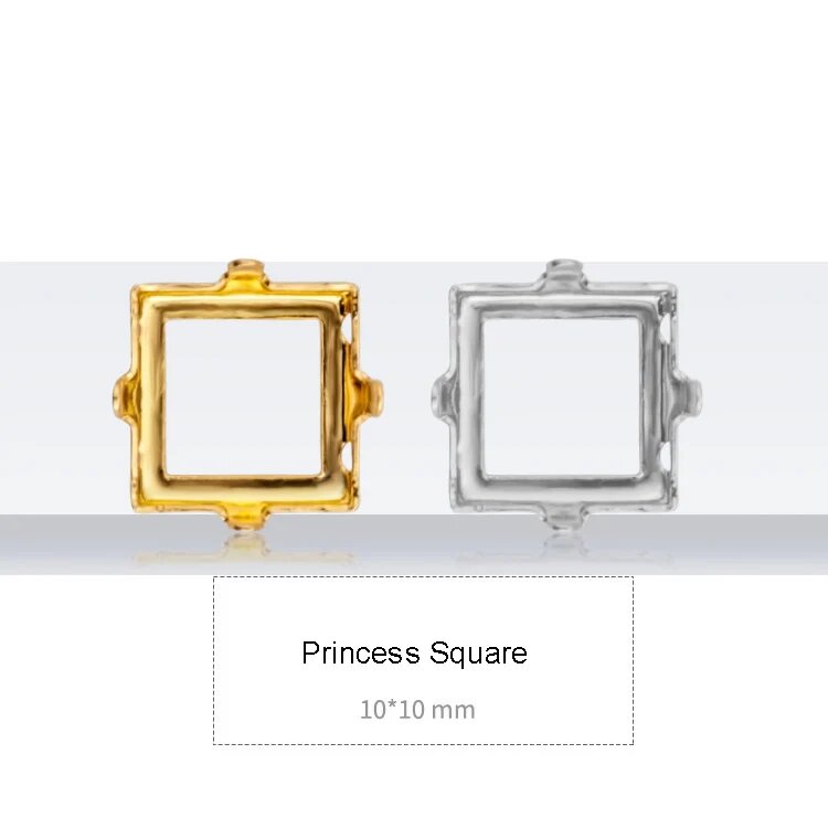 Зажим для камня Square 10x10mm, Silver, 20шт