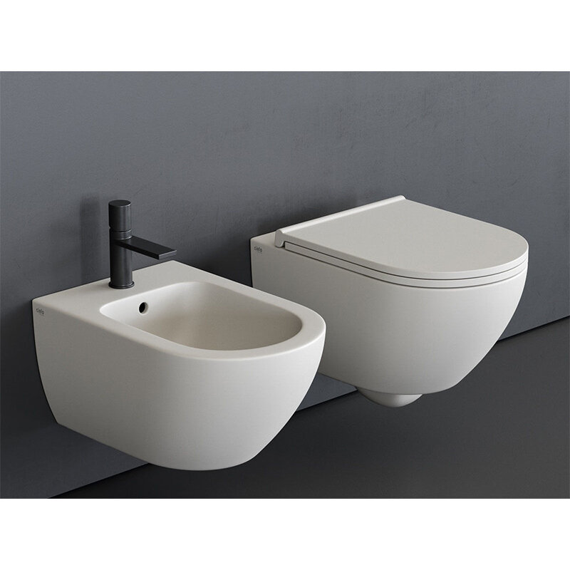 Унитаз подвесной безободковый CIELO ENJOY EJVSK, с креплениями и крышкой микролифт, белый глянцевый