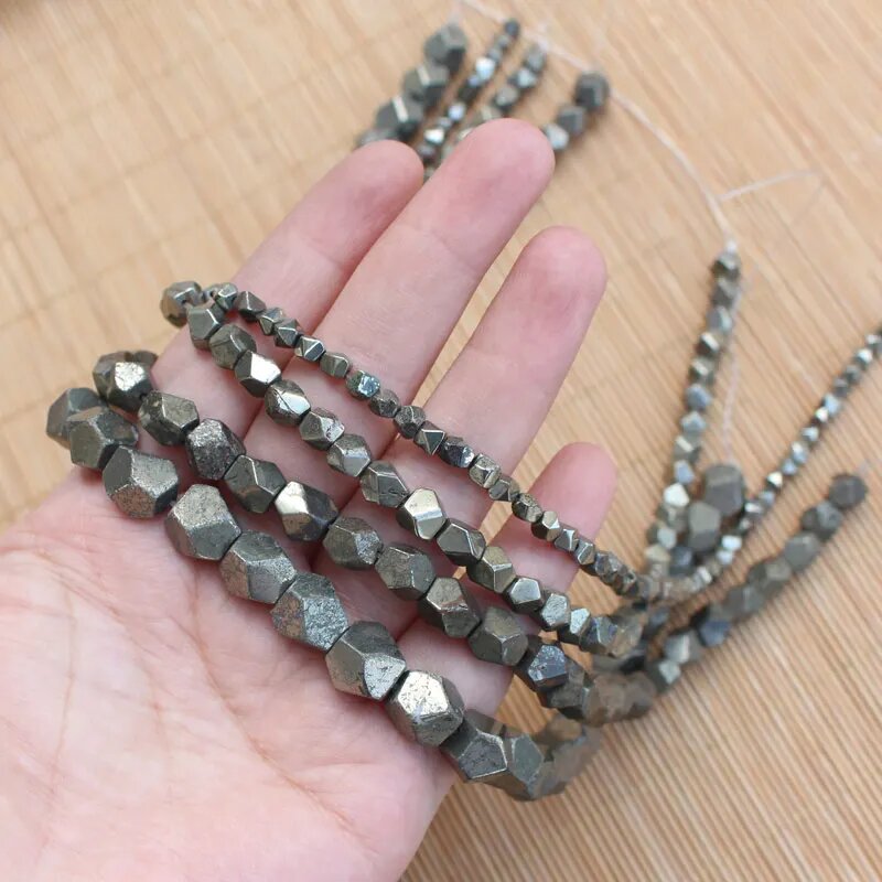 Граненая бусина из пирита Laerf Beads 4-10мм 6mm