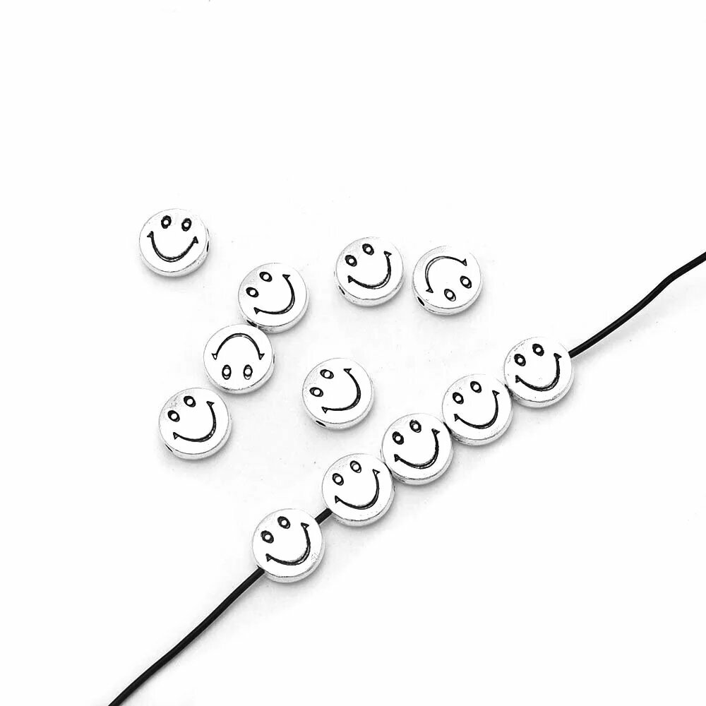 Металлические бусины "улыбка", 10 мм, 30 шт