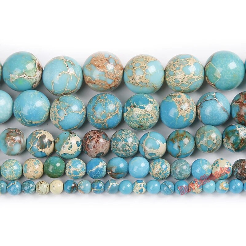 Бусины яшма LAKE BLUE SEA SEDIMENT 6 мм, 63шт
