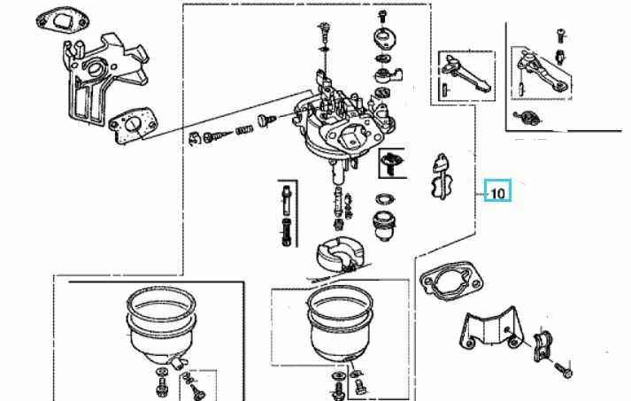 Карбюратор в сборе (BE64Y A) для двигателя Honda серии GX200 T/RT/UT; Артикул Honda: 16100Z0V921 (Оригинал)