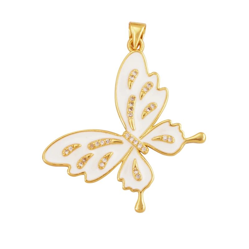 Золотая подвеска-бабочка с кубическими цирконами Beadsfeeder L730417L1Y2--White