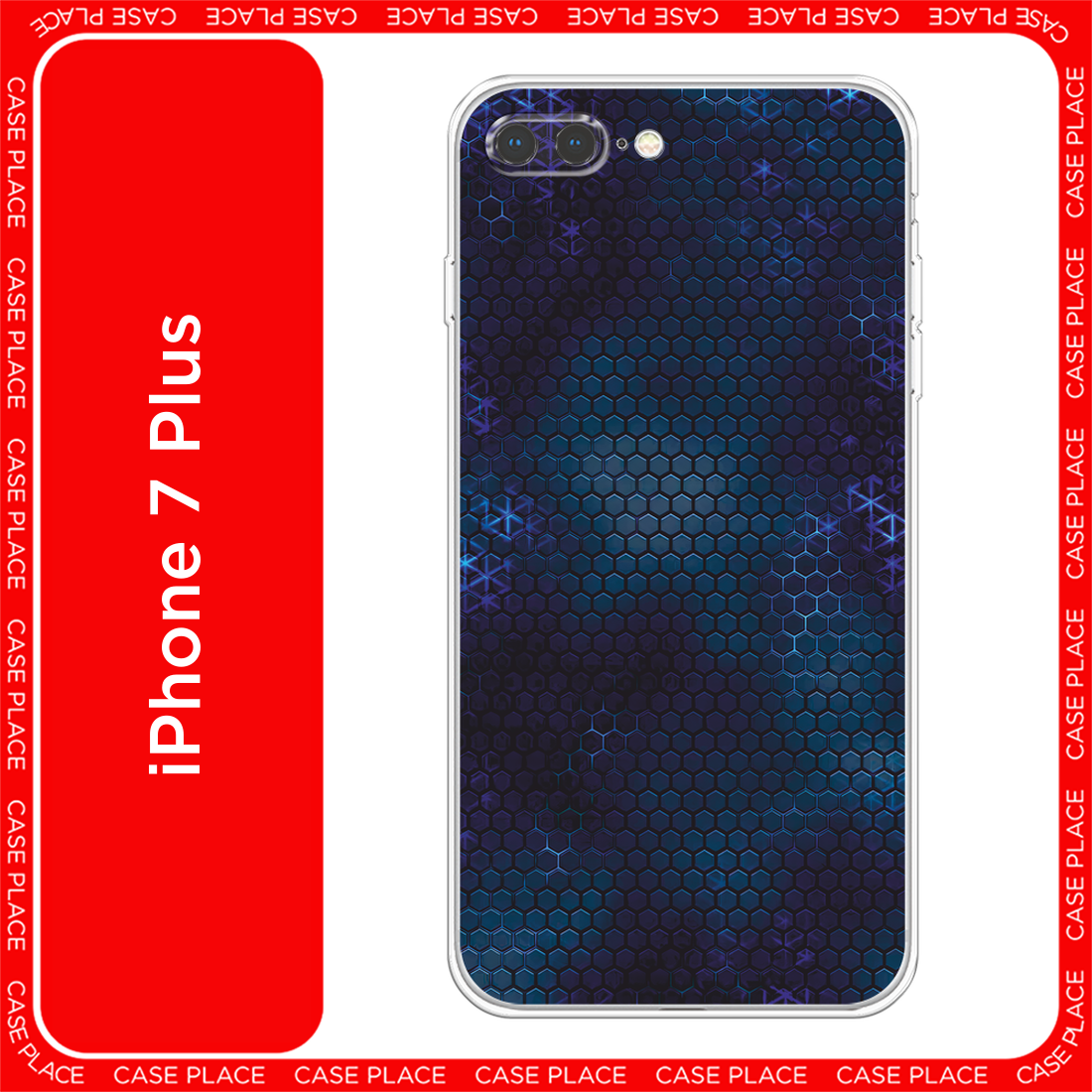 Чехол на Apple iPhone 8 Plus / Айфон 8 Плюс с принтом Фон соты синие