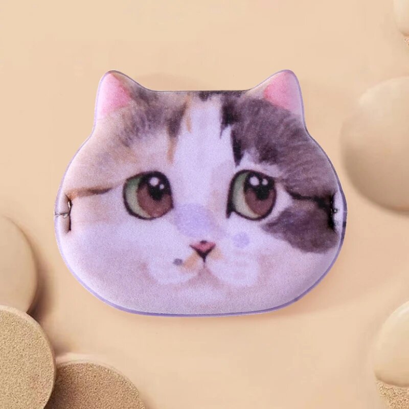 Пуховка для пудры с котом 1шт. 04Purple-1Pc