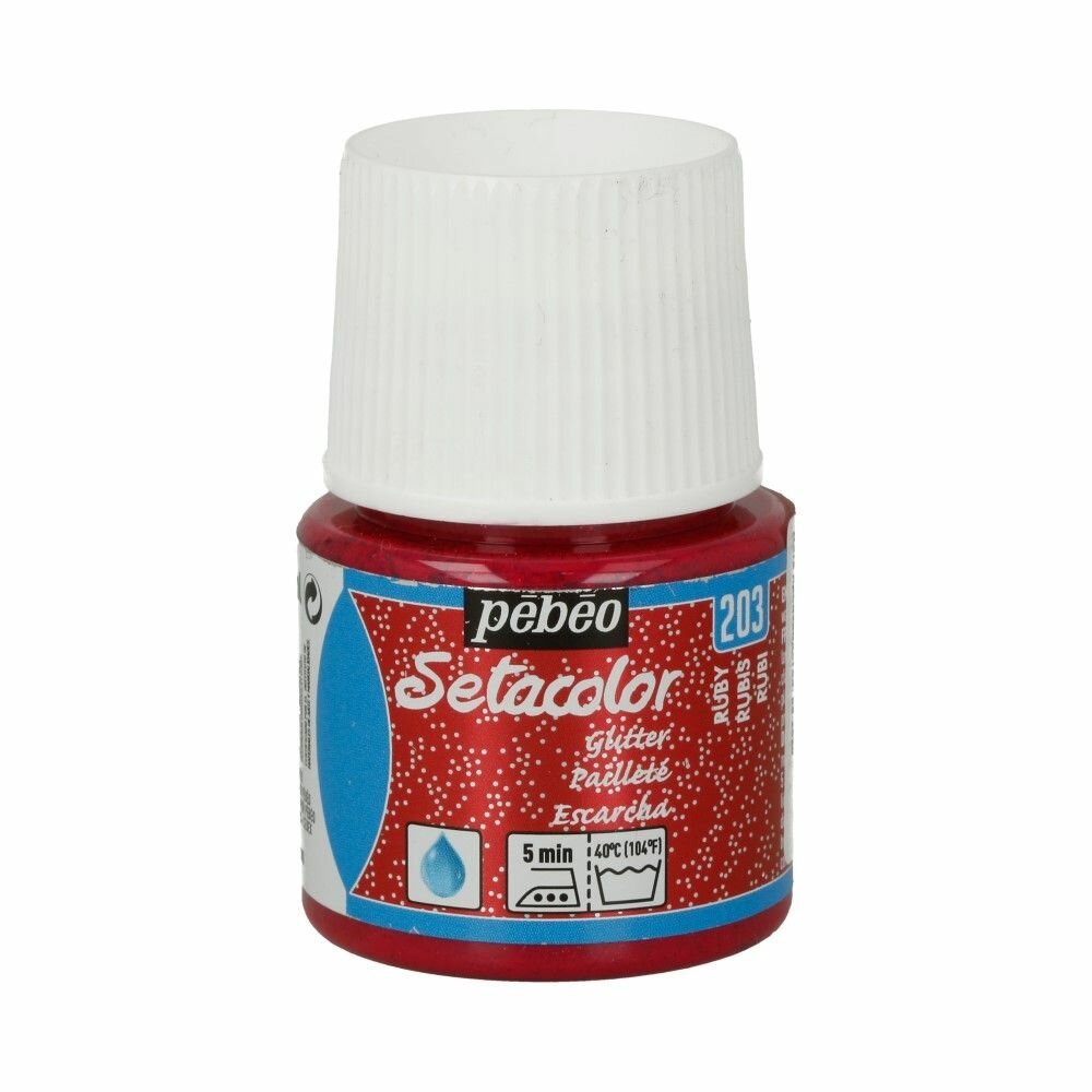 Краска для светлых тканей с микро-глиттером Pebeo Setacolor 45 мл, рубин