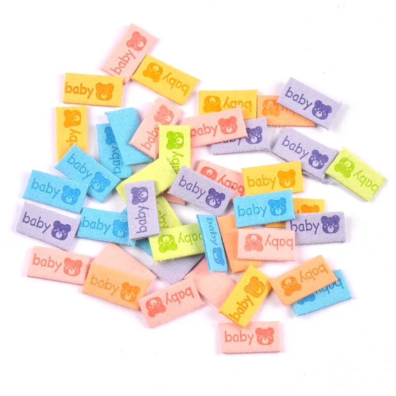 Кожаные этикетки-медведи 50 шт. Розовый, Random mixed