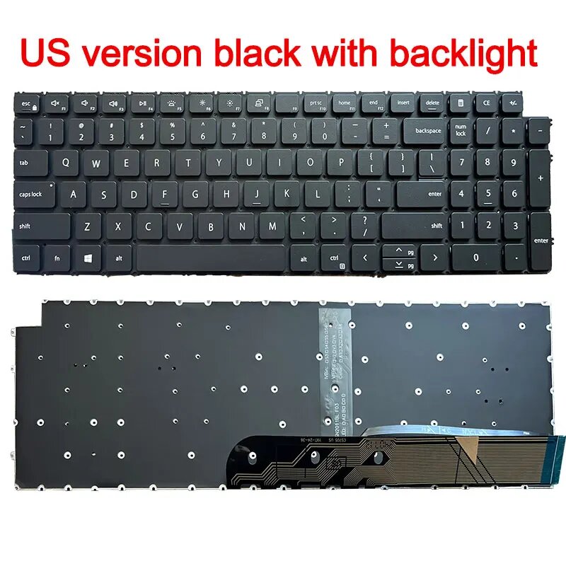 Клавиатура для Dell Inspiron, US, черная, с подсветкой