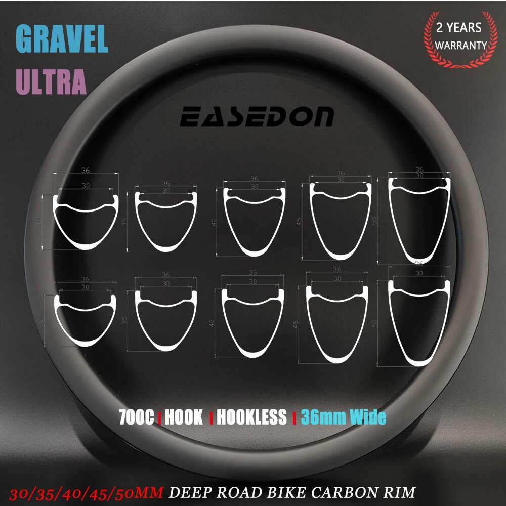 Easedon ультралегкий углеродный шоссейный велоколесо 36 мм 30/35/40/45/50 мм tubeless UD Matte, Hook, Fly Weight, Other Holes, 45mm Deep