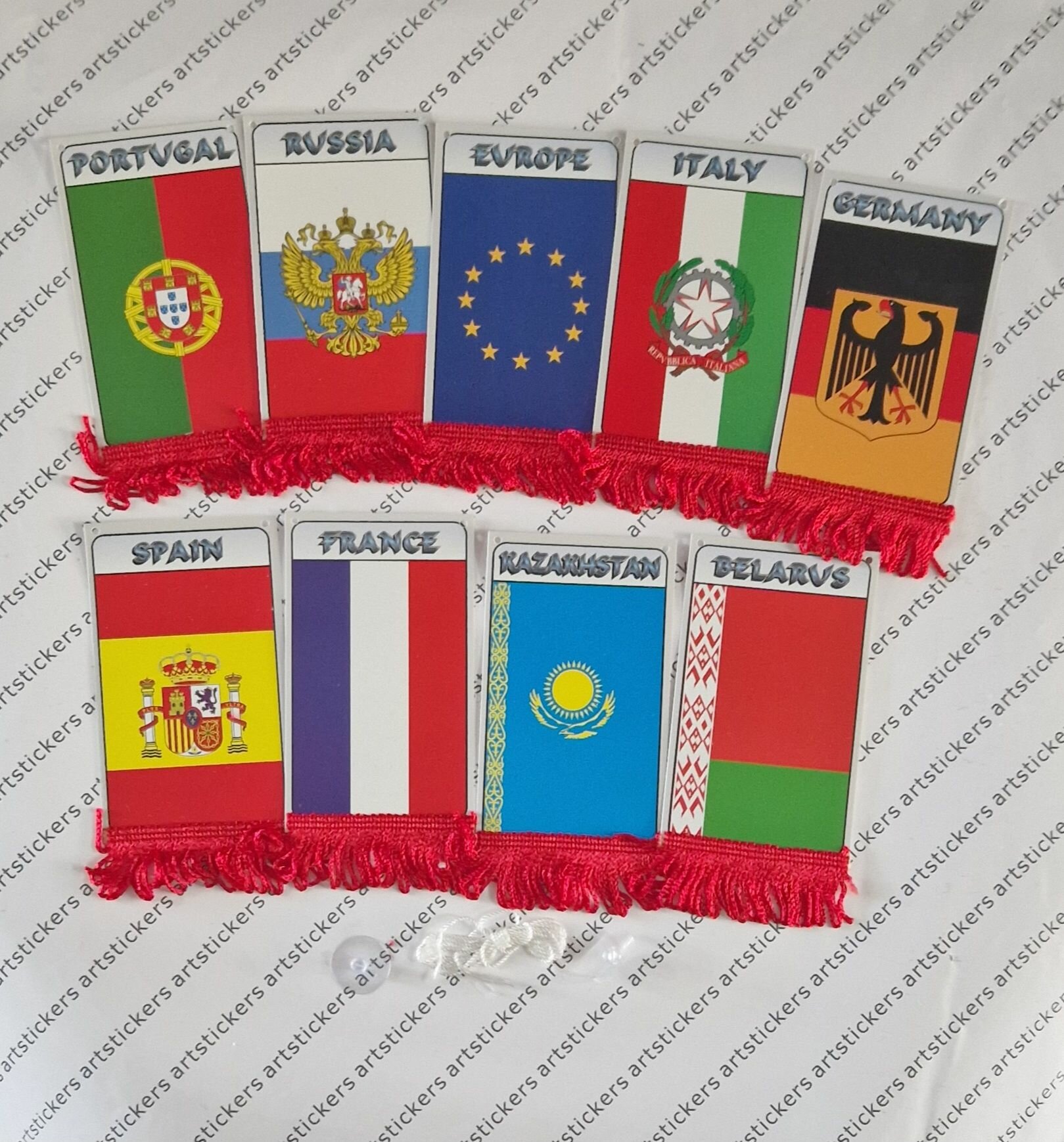 Флажки вымпел гирлянда в салон авто страны-девушки (9шт) 13, 5х8см, с бахромой, комплект