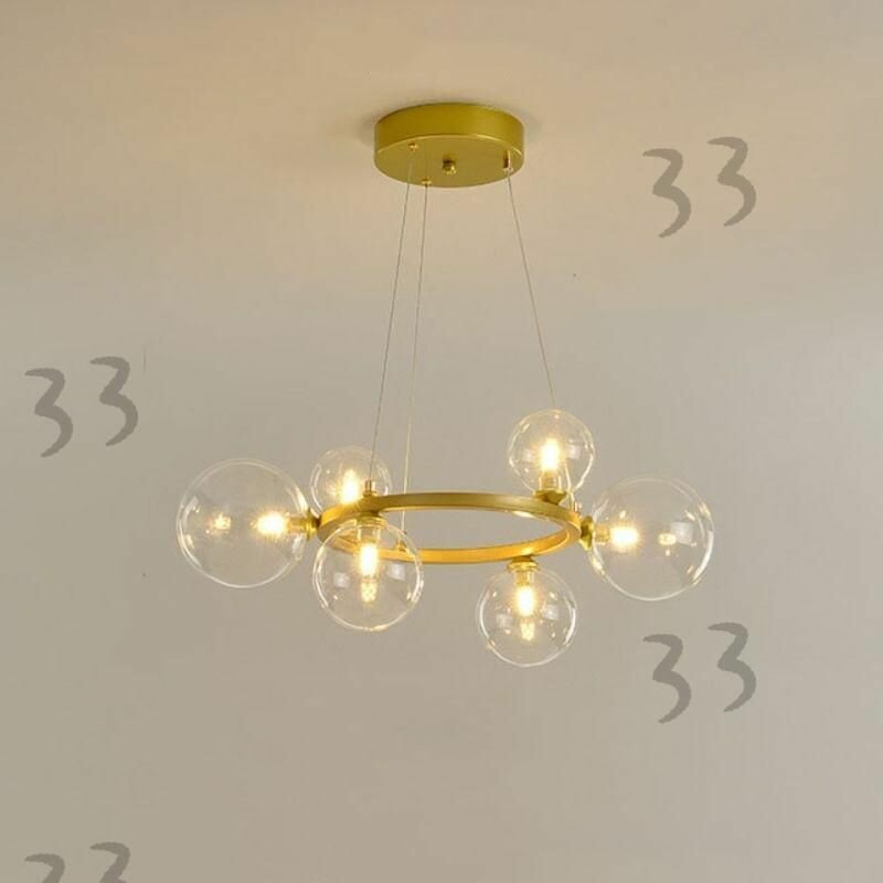 Современная металлическая люстра со стеклянным шаром
