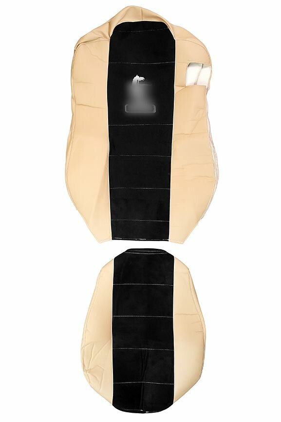 Чехол сиденья для КАМАЗ К5 до 2023г (К73) бежевая кожа и черная антара (эконом) 69413 (66307)