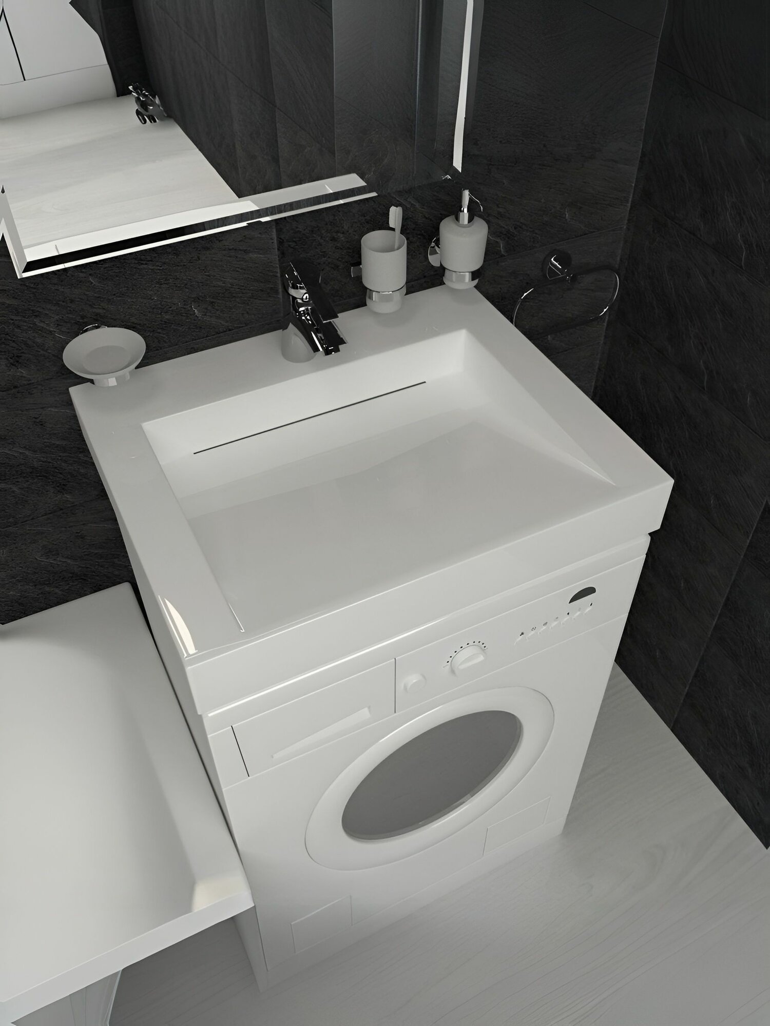 Раковина-столешница для ванной Marko Блюз 50 см, над стиральной машиной, белая