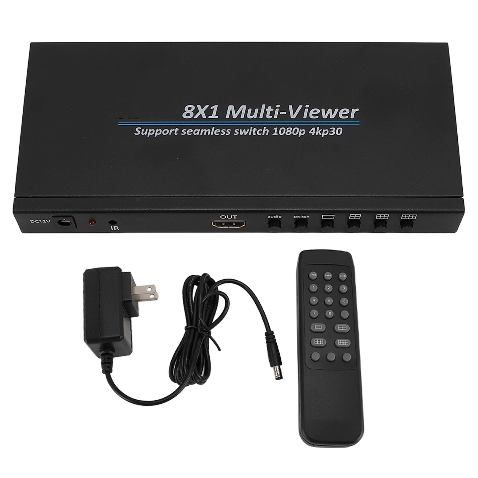 8x1 4K Multiviewer Switch HD Мультимедийный Интерфейс 8 входов 1 Выход 30 Гц 6 Режимов отображения Multi Viewer Бесшовный Переключатель с Дистанционным Управлением для ПК Ноутбука US Plug