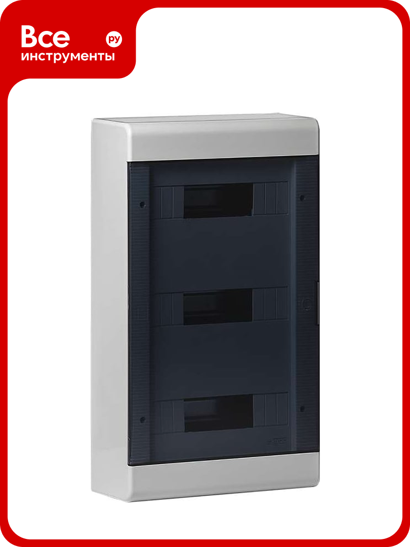 Щиток открытой проводки Рувинил Тусо на 36 модулей с дверцей 520x303x117,5 мм серый с прозрачной дверцей 68036СП, для