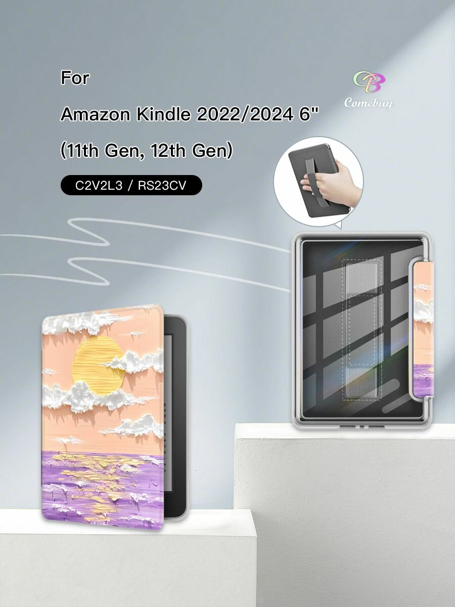 Чехол-книжка для Amazon Kindle 11 / 12 (6", 2022/2024 г.), C2V2L3 / RS23CV, прозрачная задняя крышка