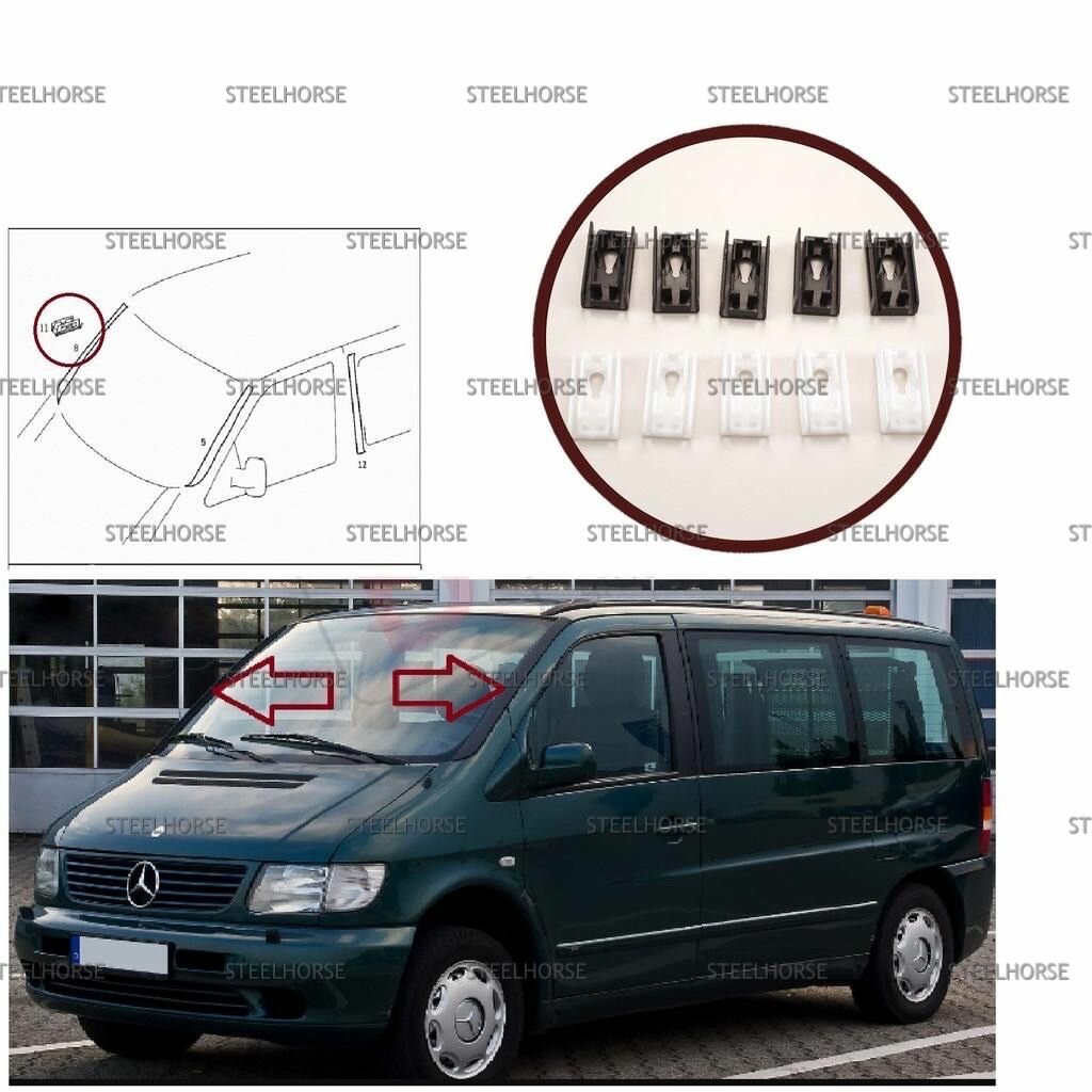 Крепеж накладки стойки лобового стекла левый и правый (К-Т 10шт) для Mercedes Vito W638 1996-2003 гг.