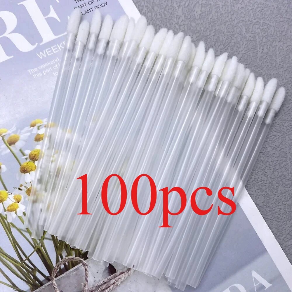 Одноразовые кисти для губ, 100 шт, прозрачная ручка