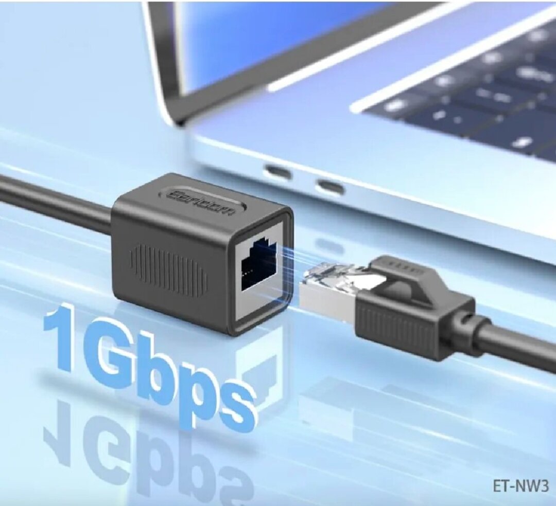 Сетевой удлинитель кабеля для интернета, Earldom ET-NW3 RJ45 CAT8, 5 м, чёрный.