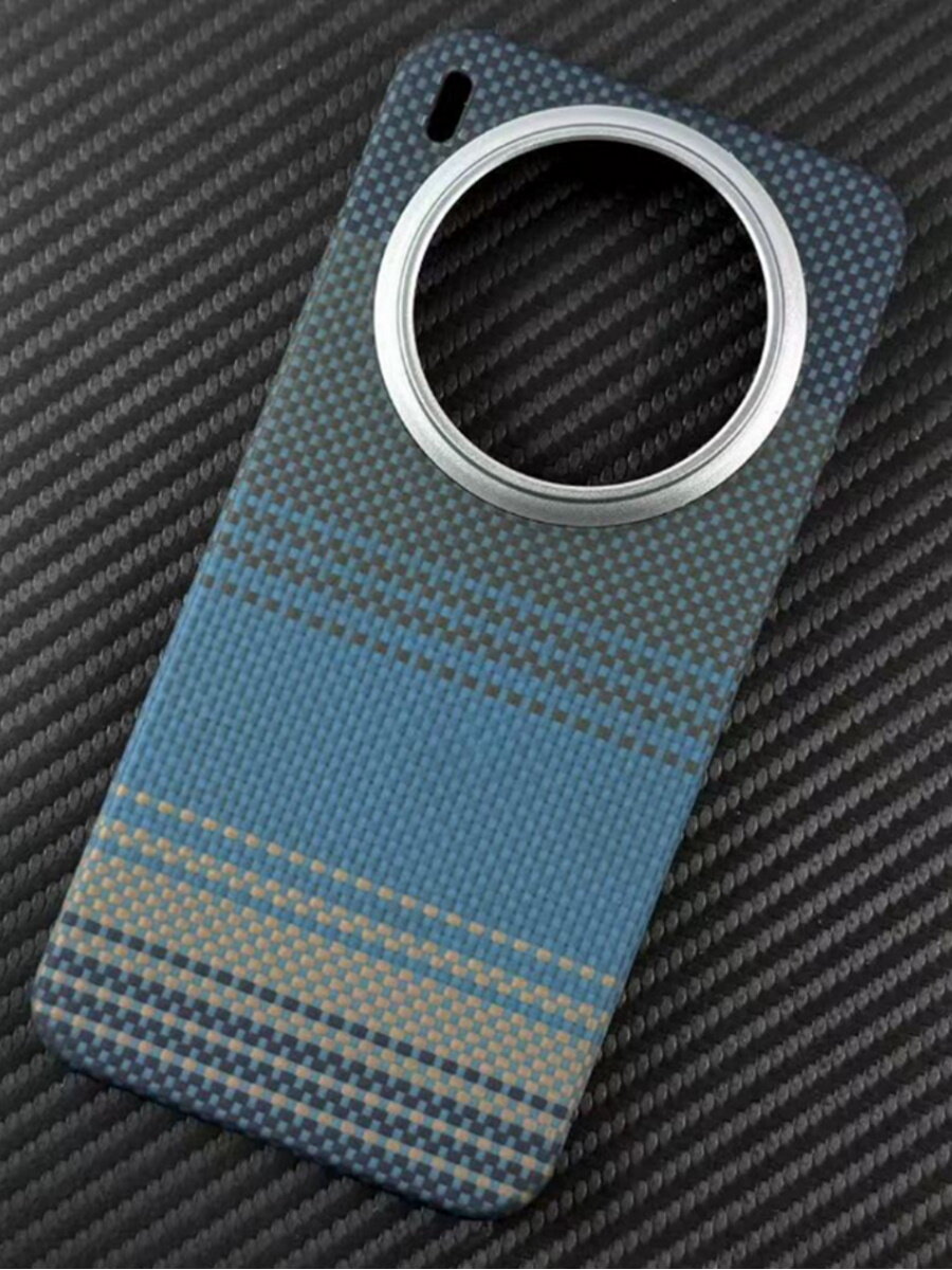 Карбоновый чехол Carbon Shield для Vivo X300 Pro Metal Frame с Magsafe Moonrise Blue