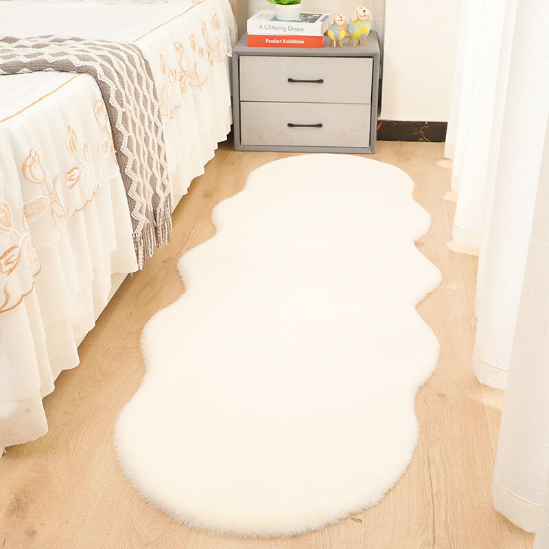 ⭐Коврик у изголовья с искусственным кроличьим мехом и принтом коровы, ковер для гостиной и спальни, коврик для эркера, утолщенный коврик у изголовья, коврик для гардеробной⭐