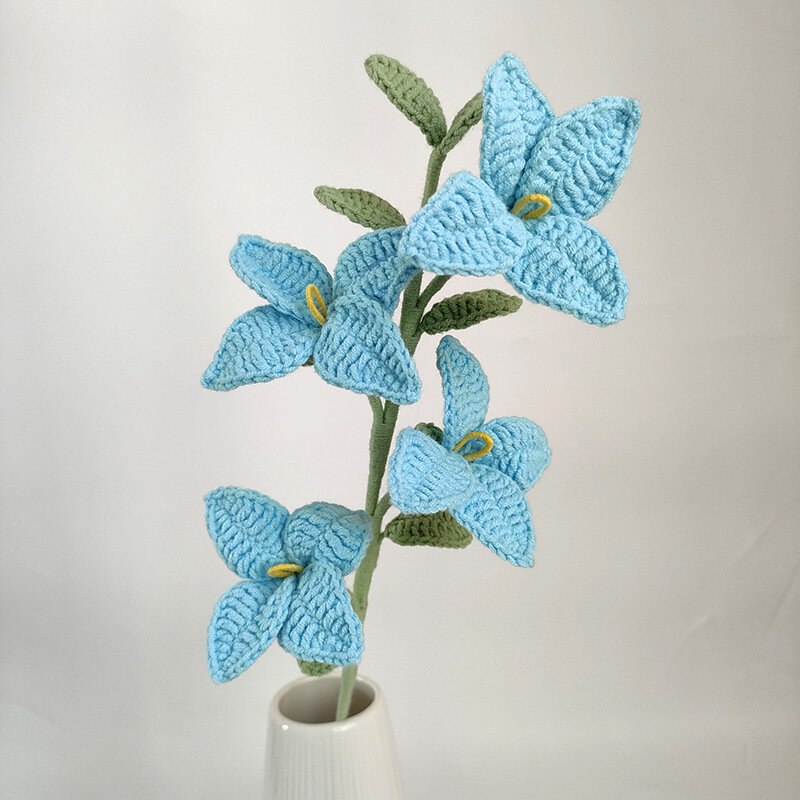 Вязаный букет из четырех цветов Lianqiao, готовый ручной вязки, искусственный цветок, декор для гостиной, вязаный цветок