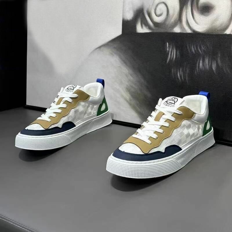 LUO Обувь мужская Летняя для подростков Сетчатая белая доска обувь/Blue