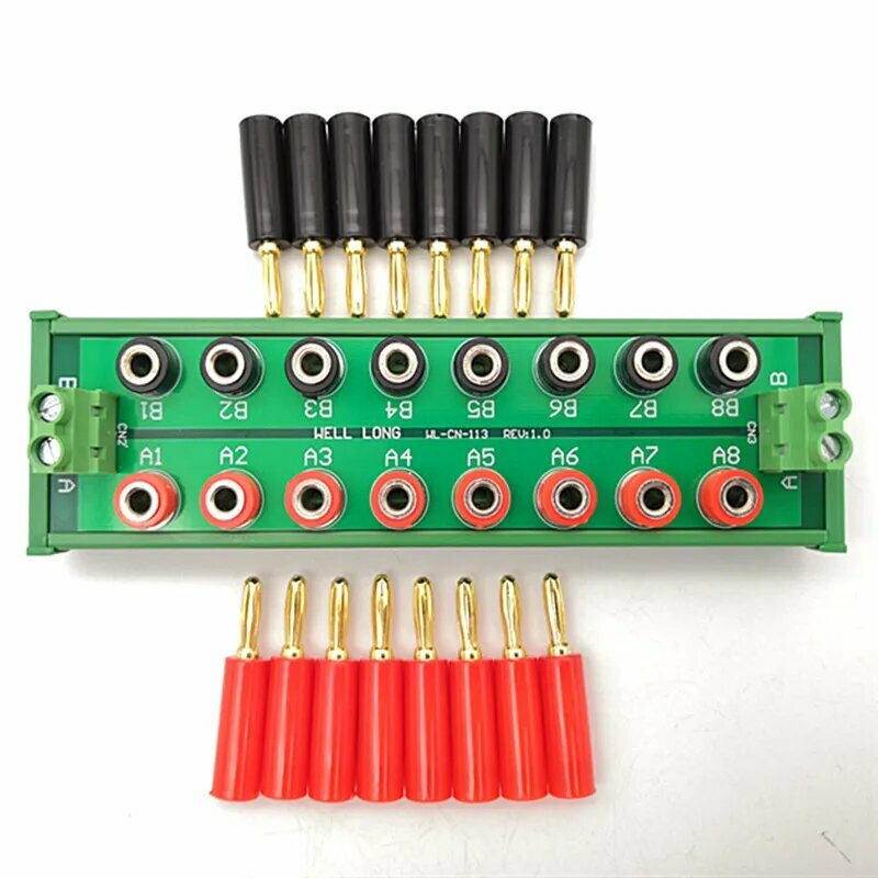 Монтаж на DIN-рейку 2 x 8-битный модуль распределения питания типа «банан», плата распределения питания постоянного тока.