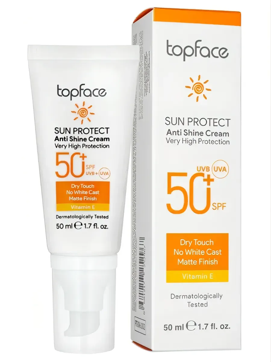 Крем Topface Sun Protect Anti Shine Spf 50+, Солнцезащитный с защитой от блеска 50+, 50 мл