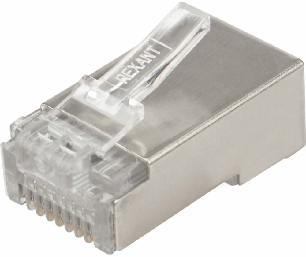 Сетевой разъем LAN на кабель REXANT штекер RJ-45 (8Р8С), под обжим, в экране, 10 шт. 06-0082-A10, защищенная