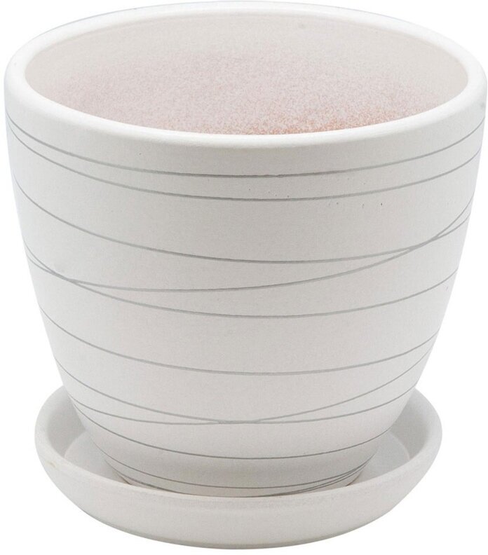 Горшок керамичес. с подстав.2,4л. Д175 Ш175 В160, бел, арт.558612014, BH-04-2 Вещицы 1618583